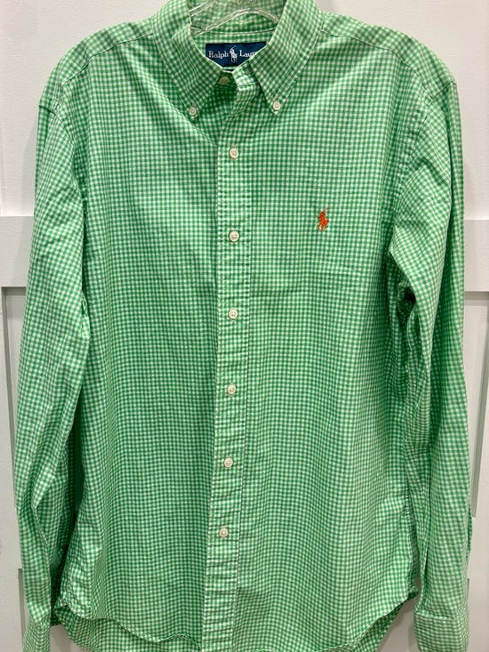 Ralph Lauren | Shirts | Ralph Lauren Green Gingham Buttondown Shirt ...
